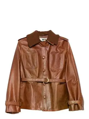 Ports 1961 Belted Leather Jacket - Brown