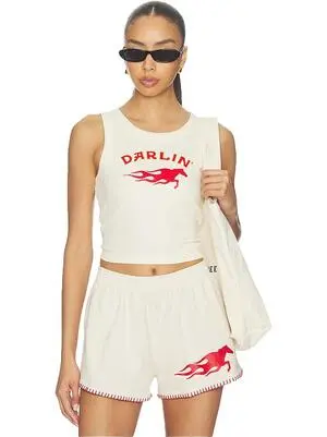 DARLIN Hot Bronc" Crop Tank - Creme