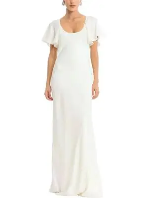 ROTATE BY BIRGER CHRISTENSEN Ruffled Long Maxi Dress - Neutrals