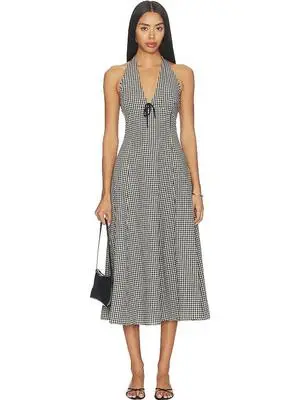 ELODIE THE LABEL Serena Gingham Halterneck Dress - Black Gingham