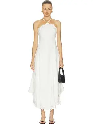 Simkhai Embroidered Linen Midi Dress - White