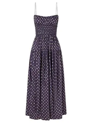 DÔEN Safia Smocked Printed Cotton And Silk-blend Maxi Dress - Multi