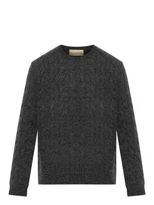 Valentino Garavani Wool Sweater With Decorative Knit - Grey