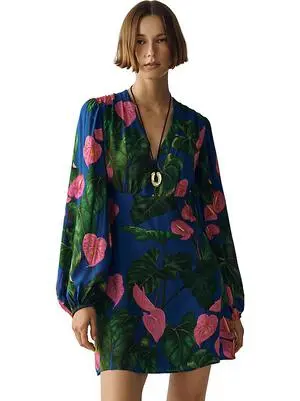 Farm Rio X Printed V-neck Mini Dress - Anturio