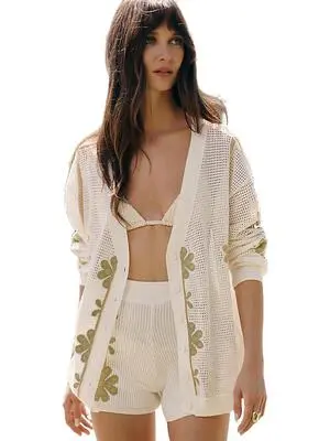 CELANDINE Celandine Cotton Pointelle Surf Cardigan