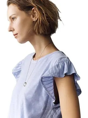 PILCRO Cotton Ruffle Sleeve Muscle Tee - Light Purple