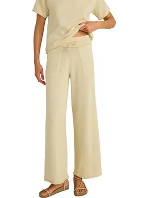 HAVEN WELL WITHIN Cotton Knit Wide Leg Pants - Celery Leaf