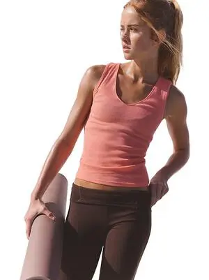 FP MOVEMENT X HANES Ribbed V-neck Tank - Neon Coral