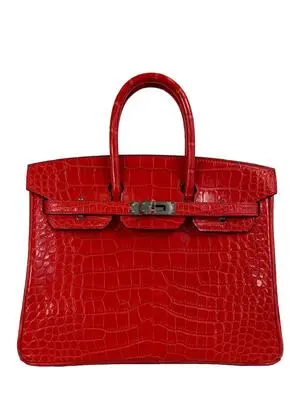 Hermès Hermès Birkin 25cm Geranium Matte Alligator With Palladium Hardware Red
