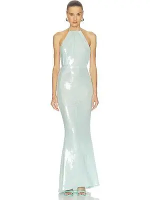 Retrofete Elexa Sequin Halterneck Maxi Dress - Mint