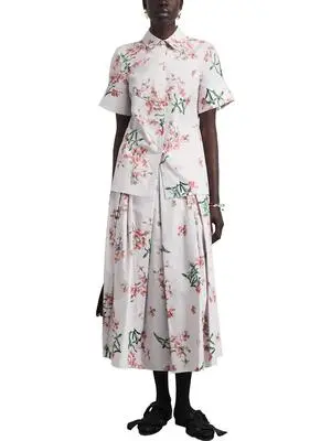 Erdem Floral Pleated Midi Skirt - Pink