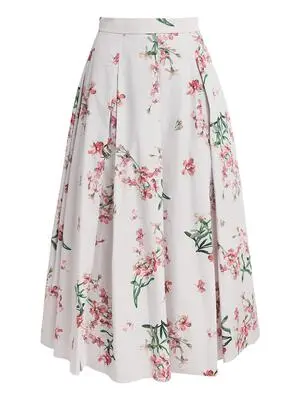 Erdem Floral Pleated Midi Skirt - Pink