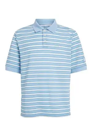 MANORS Piqué Stripe Goat Polo Shirt - Blue