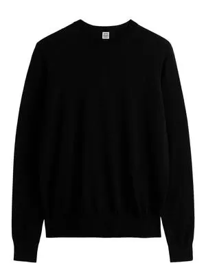 TOTEME Fine Crew Knit Wool And Silk Blend Sweater - Black