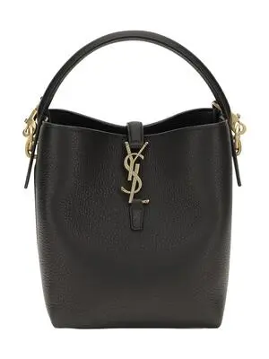 Saint Laurent SAINT LAURENT Le 37 Grained Leather Bucket Bag Black