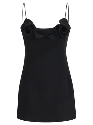 Magda Butrym Short Wool-blend Dress With Ruffle Detail - Black