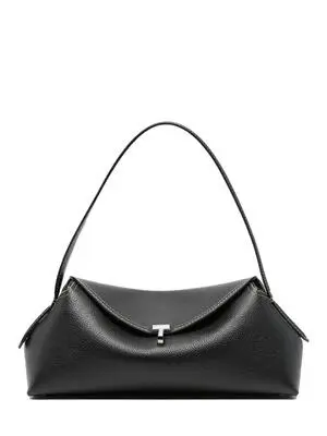 TOTEME T-lock Grained Leather Shoulder Bag - Black