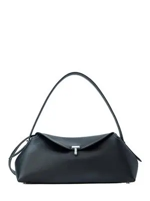 TOTEME T-lock Grained Leather Shoulder Bag - Black