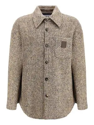 Loewe Mélange Wool Blend Overshirt - Brown