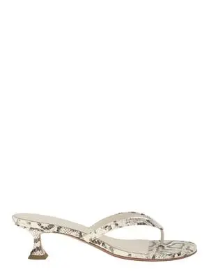 Amina Muaddi AMINA MUADDI Snake-Print Juliette Thong Sandals Gray