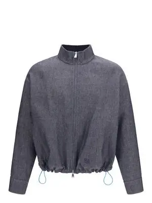 Fendi Reversible Zip-up Denim Jacket With Drawstring Hem - Blue