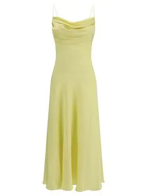 Balmain Long Silk Satin Dress With Straps - Yellow