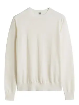 TOTEME TOTEME Fine Crew Knit Wool And Silk Blend Sweater Cream