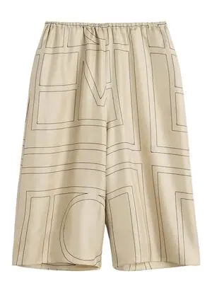 TOTEME TOTEME Organic Silk Bermuda Shorts With Monogram Embroidery Cream