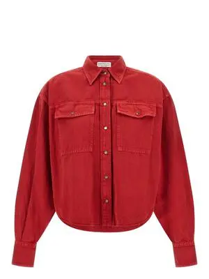Brunello Cucinelli Cotton And Linen Shirt - Red