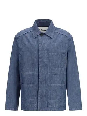 JIL SANDER Patch-pocket Chambray Overshirt - Blue