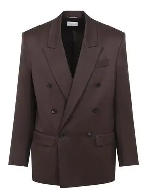 Saint Laurent Double-breasted Peak Lapel Jacket - Brown