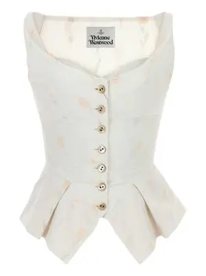 VIVIENNE WESTWOOD Embroidered Cotton Blend Vest - Multicolor