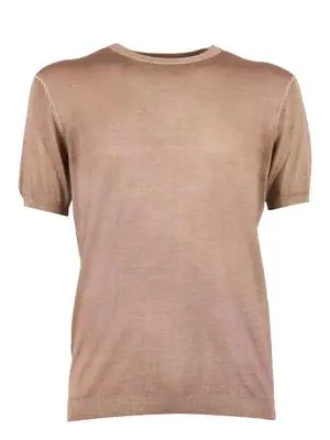 BRANDO Fine-knit Short-sleeve T-shirt - Brown