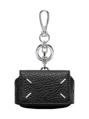 MAISON MARGIELA Leather Keyring With Carabiner Clasp - Black