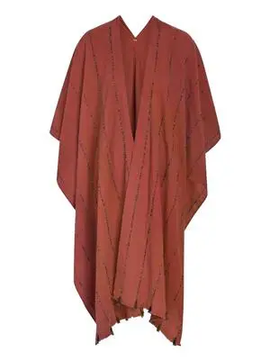 Caravana Embellished Frayed Cape - Red