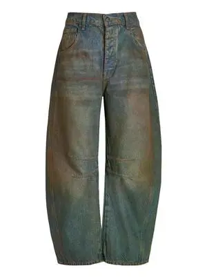 Free People Good Luck Barrel Jeans - Blue
