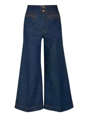 Zimmermann Awaken Braided-trim Wide-leg Jeans - Blue