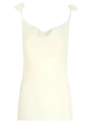 DE LA VALI Dia Lace-trimmed Floral-appliqué Maxi Dress - Neutrals