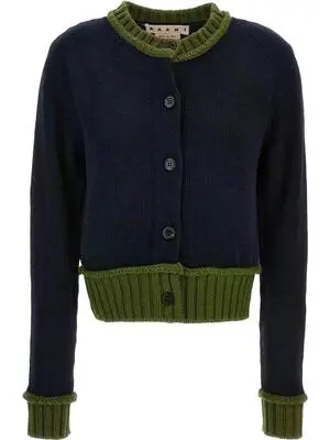 Marni Ribbed-trim Cardigan - Blue