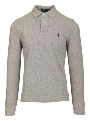 Polo Ralph Lauren Embroidered Pony Long-sleeve Polo Shirt - Grey