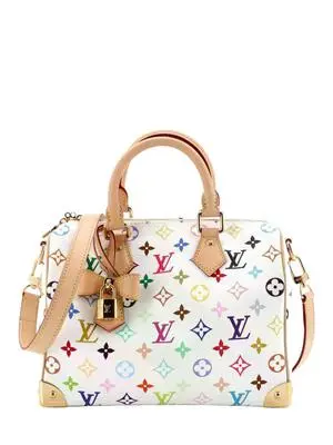 LOUIS VUITTON Monogram Multicolor Speedy Soft Bandouliere 25 Satchel - White