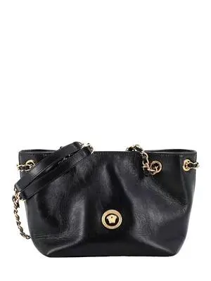 Versace Medusa Icon Chain Leather Mini Tote Bag - Black