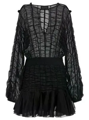GIOVANNI BEDIN Cotton Smock Effect Mini Dress - Black