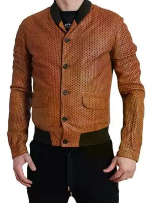 Dolce & Gabbana Dolce & Gabbana Perforated Leather Jacket Brown