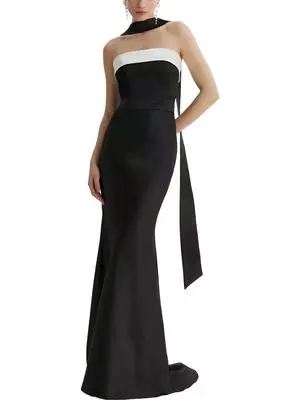 FRAMBOISE Hilary Strapless Colour-block Maxi Dress - Black