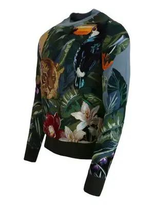 Dolce & Gabbana Embroidered Tropical-pattern Sweater - Blue