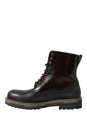DOLCE & GABBANA Dolce & Gabbana Two-Tone Leather Lace-Up Boots
