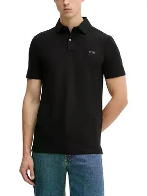 Guess Logo-print Polo Shirt - Black