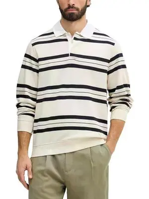 Guess Striped Long-sleeve Polo-collar Sweater - Neutrals