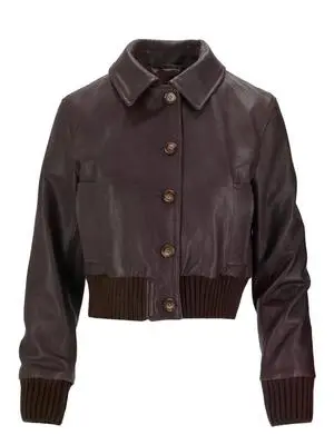 LA ROSE Capra Ribbed-trim Jacket - Brown